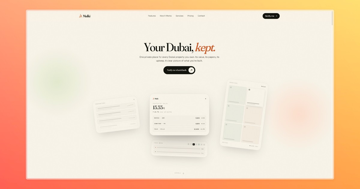 Mulki — Dubai real estate portfolio, kept in one view